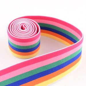 1 1/2 Inch Colorful Stripe Elastic Webbing Elastic Waist Band Elastic ...