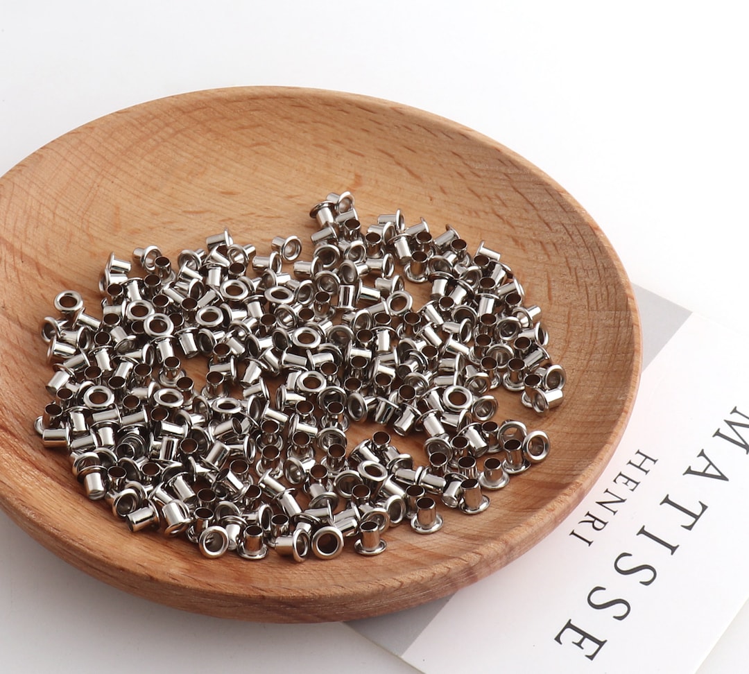 Mini Silver Metal Eyelet 2mm Round Grommet Eyelets for Sewing Bead ...