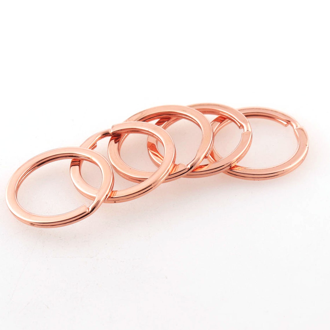 25-30mm Rose Gold Split Ring Flat Key Ring Metal Key Chain Diy - Etsy
