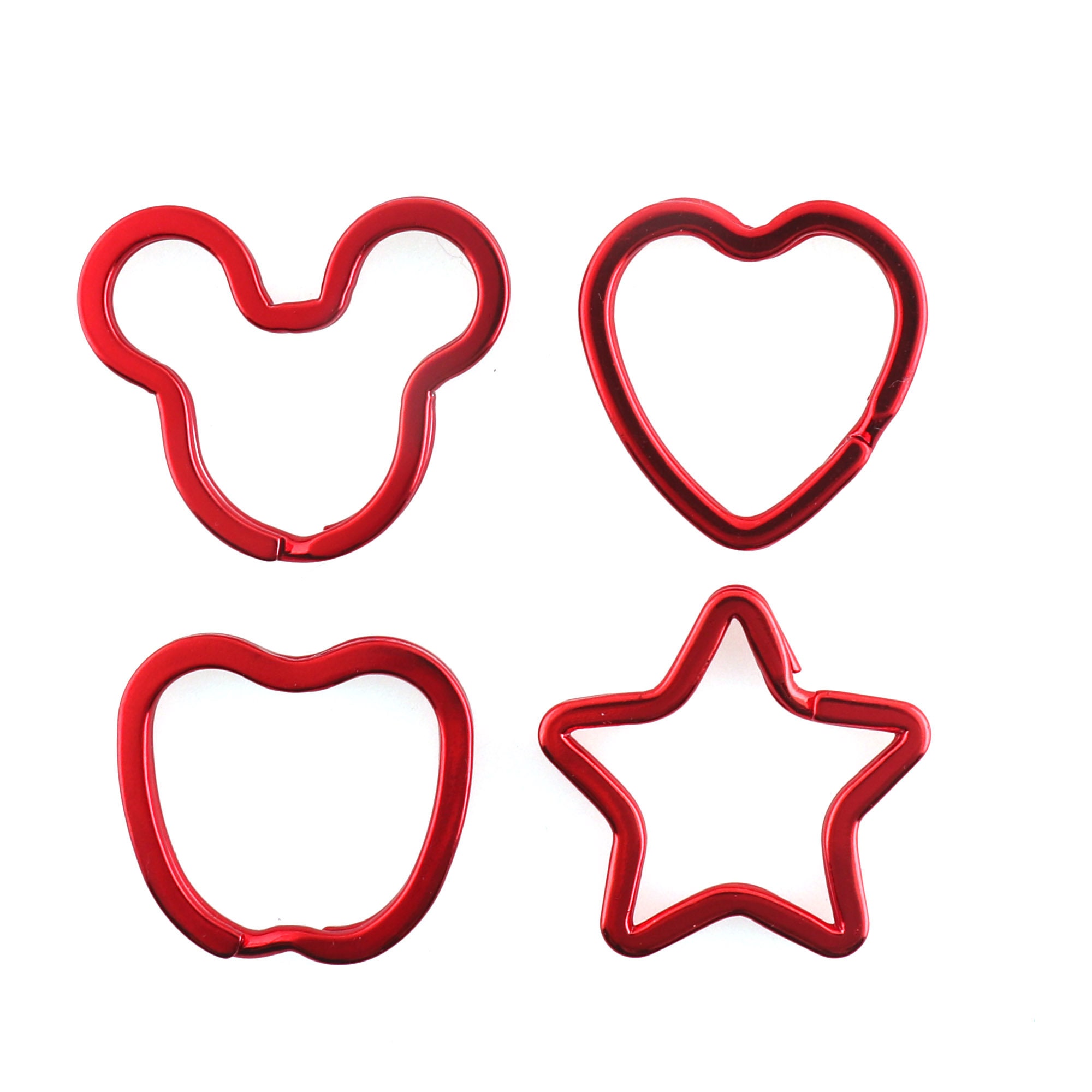 Red Color Heart Star Shape Key Ring Key Chain Split Ring Mouse - Etsy