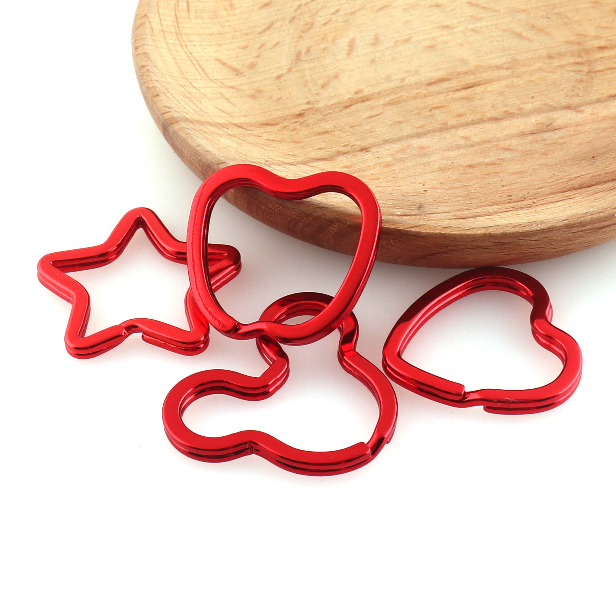 Red Color Heart Star Shape Key Ring Key Chain Split Ring Mouse - Etsy