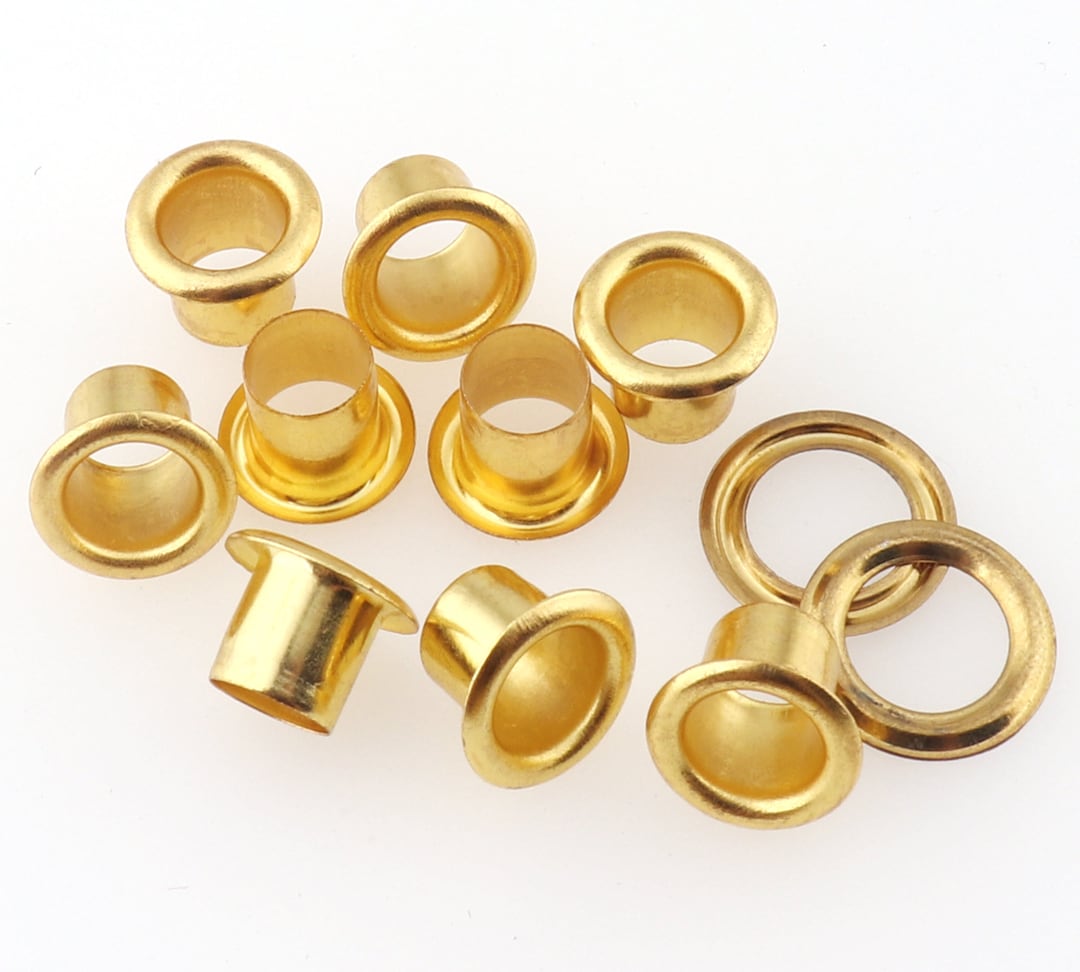 100pcs Eyelets Grommet Metal Eyelets 7mm Hole Gold Round Eyelets for ...