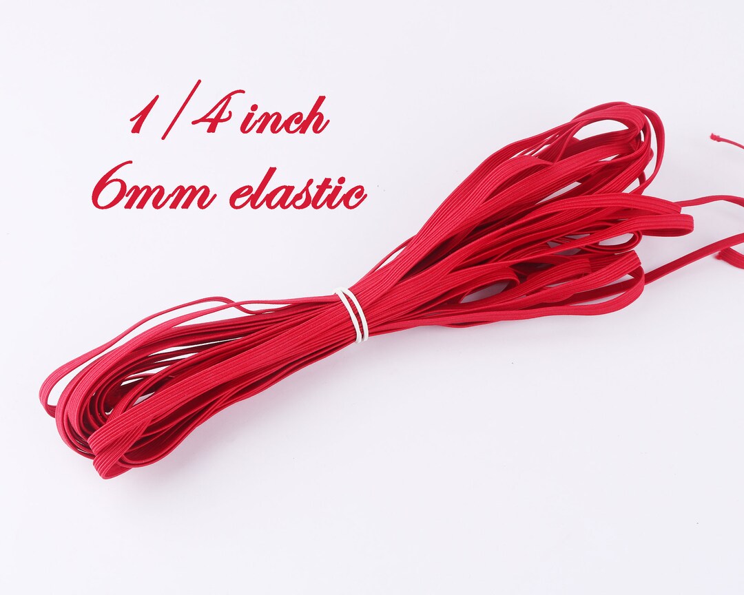 6mm 1/4 Inch Red Elastic Cord for Face Masks, Bulk Sewing Elastic, Flat ...
