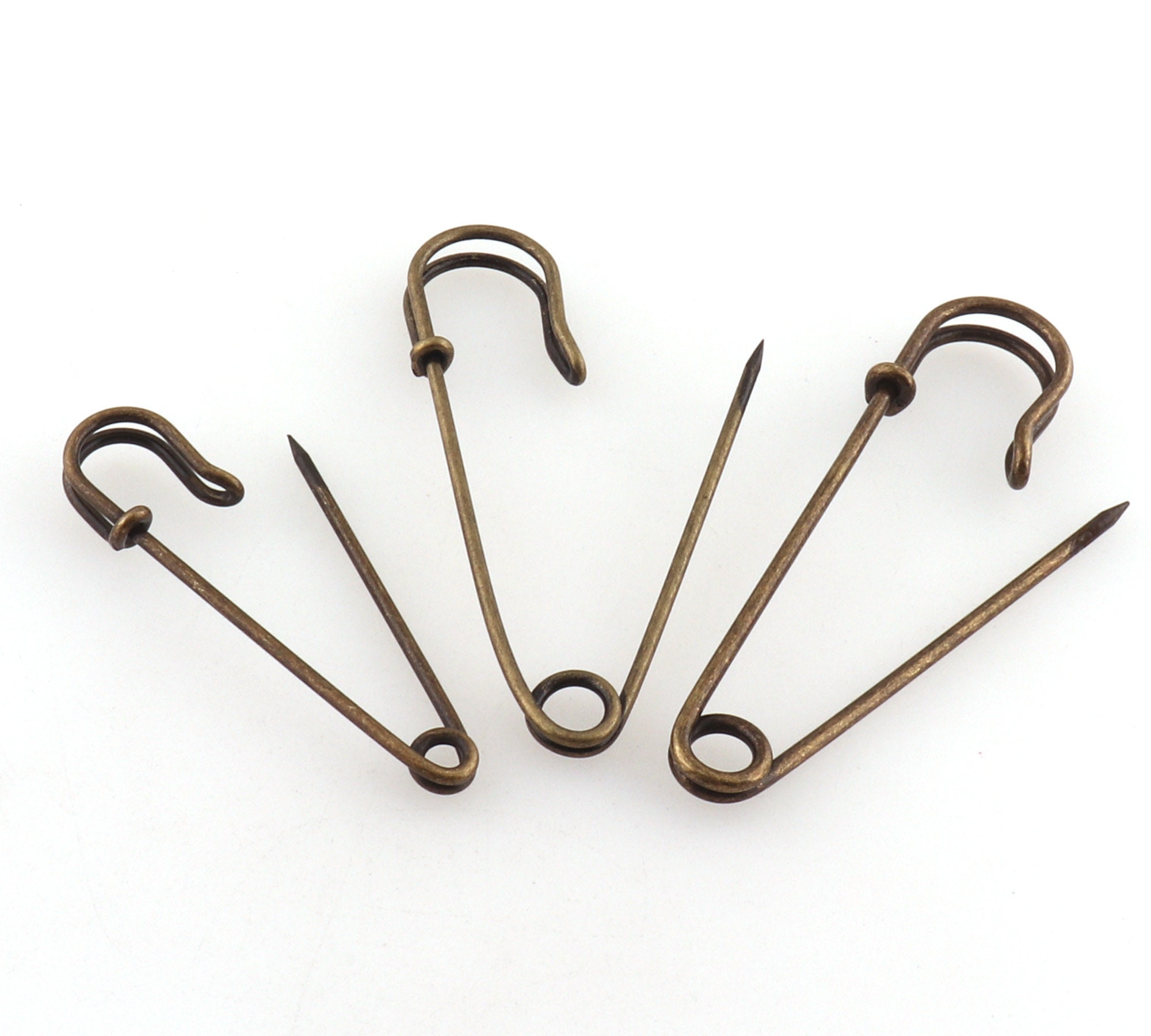 Vintage Brooch Findings Bronze color Large Safety Pins Brooch | Etsy