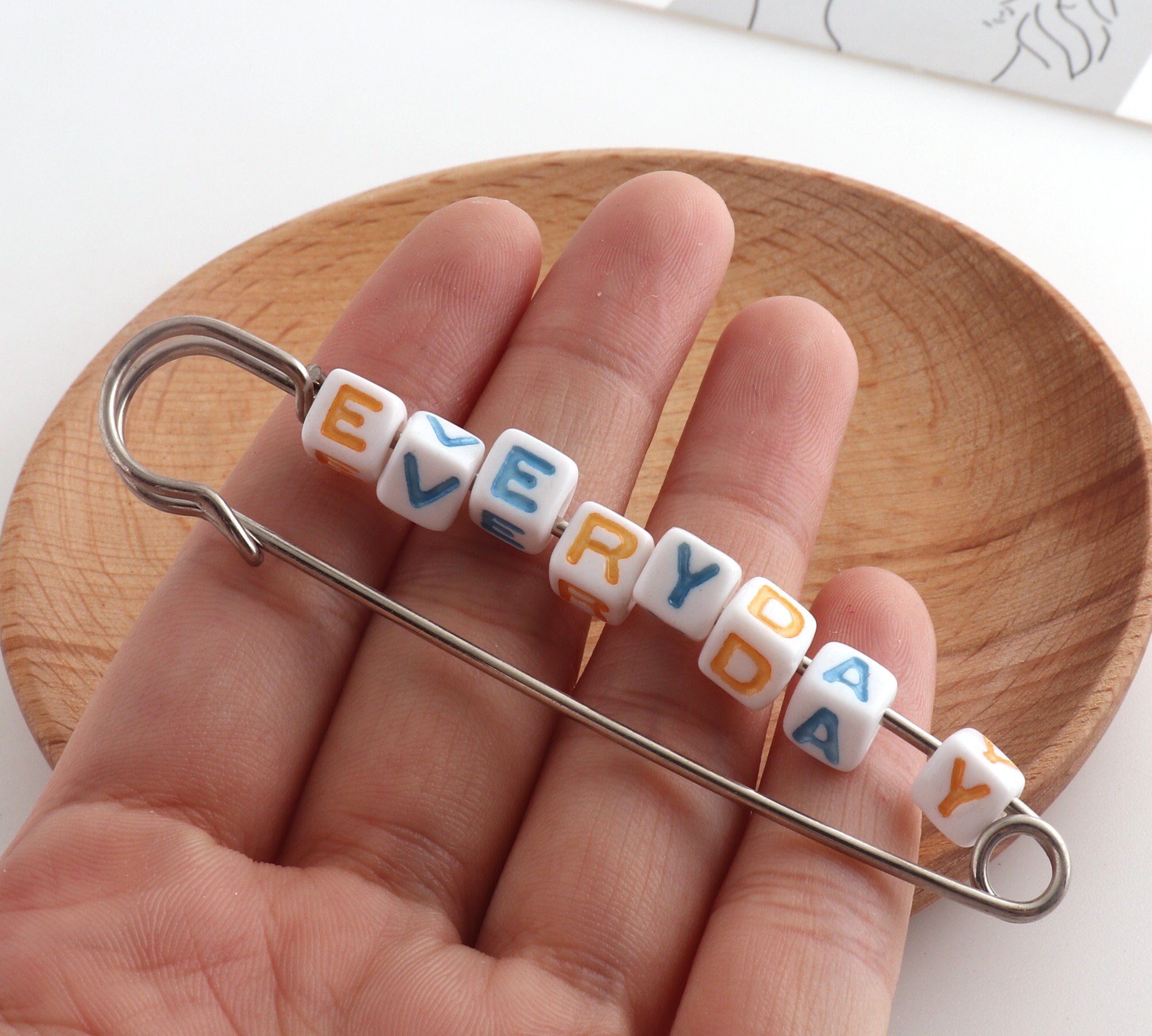 56/86mm Colorful Safety Pins With Letter Jewelry Pin Metal Pin - Etsy