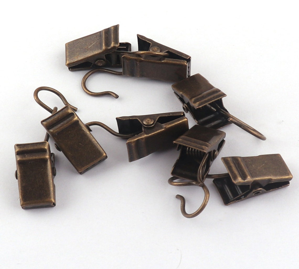 Antique Bronze Curtain Clip Hook Clasps Bulk Metal Hook Tapestry Holder ...