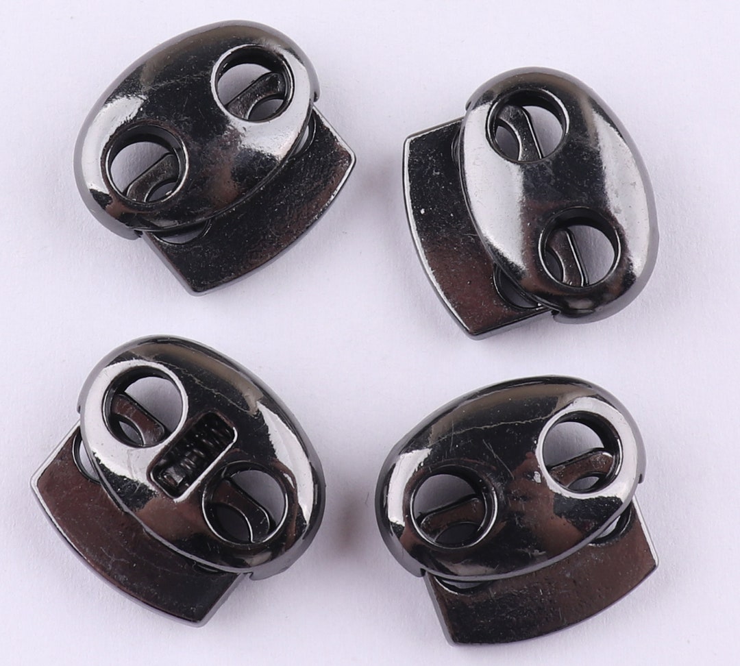 Black Cord Stopper Flat Rope Lock Spring Lock Cord Lock Double Barrel ...
