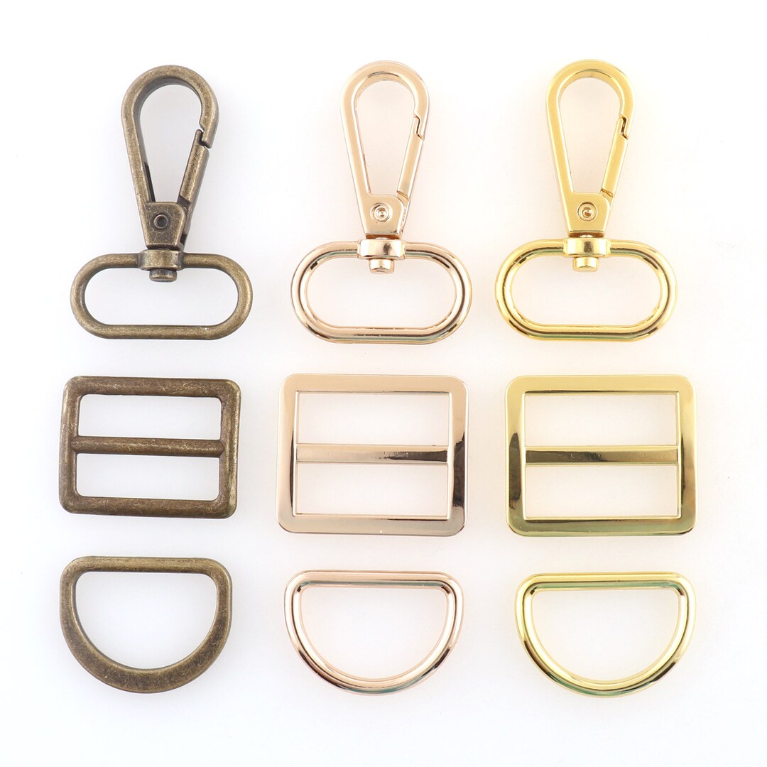 Gold Snap Hook Swivel Clasp Slider Buckle D Ring Buckles Webbing ...