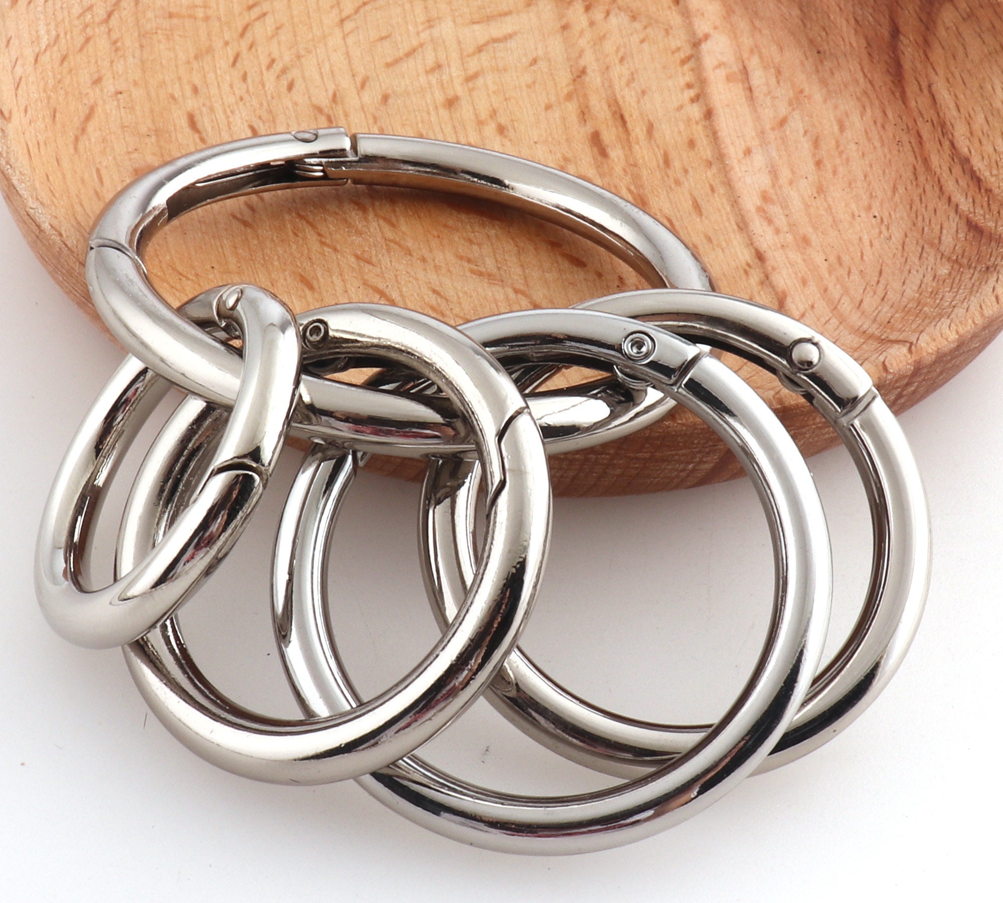 Silver Metal Spring Ring Gate O Ring Push Snap Hooks Clasp for | Etsy