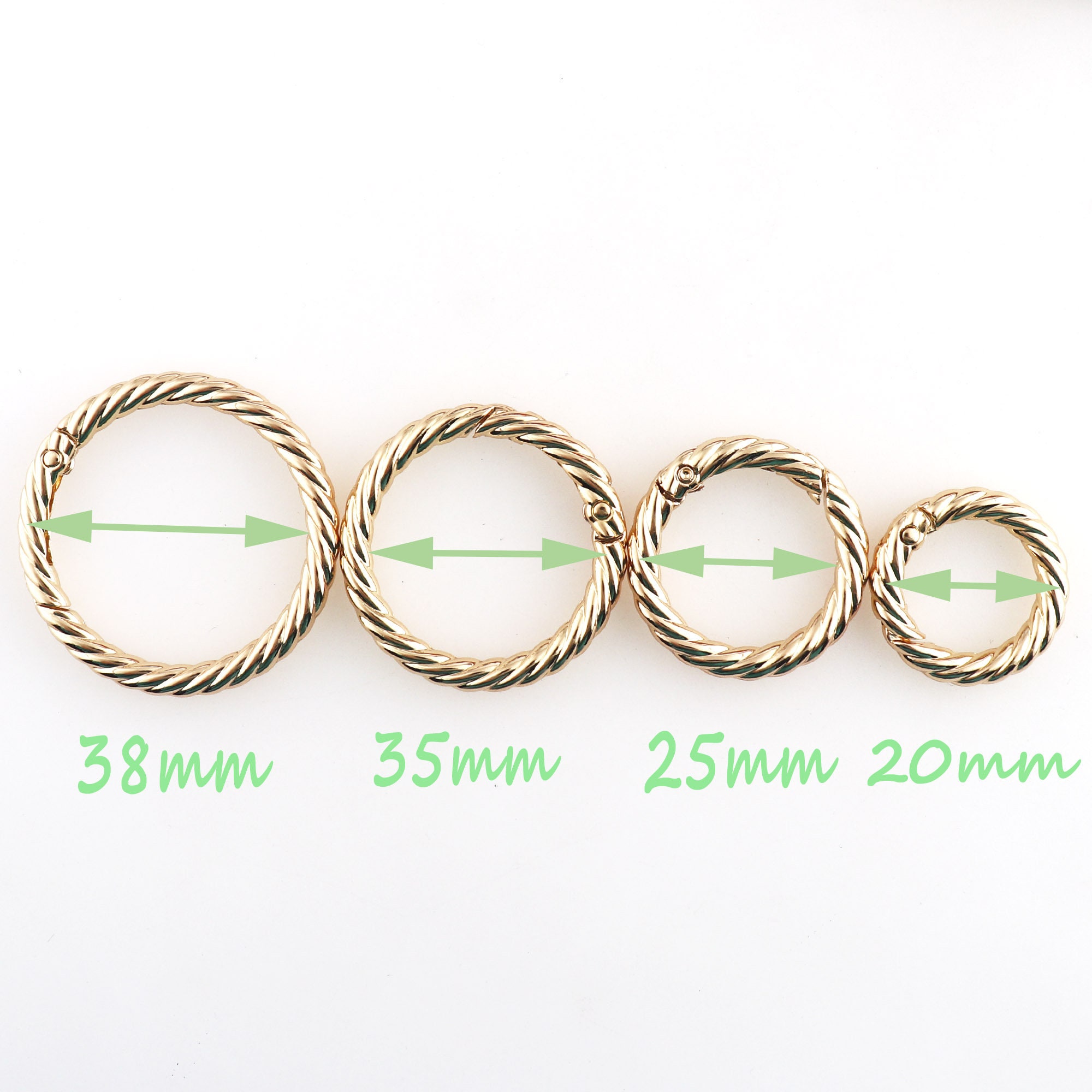 Rope Rings Round Shape Gold Metal Spring Ring Gate O Ring Push - Etsy ...