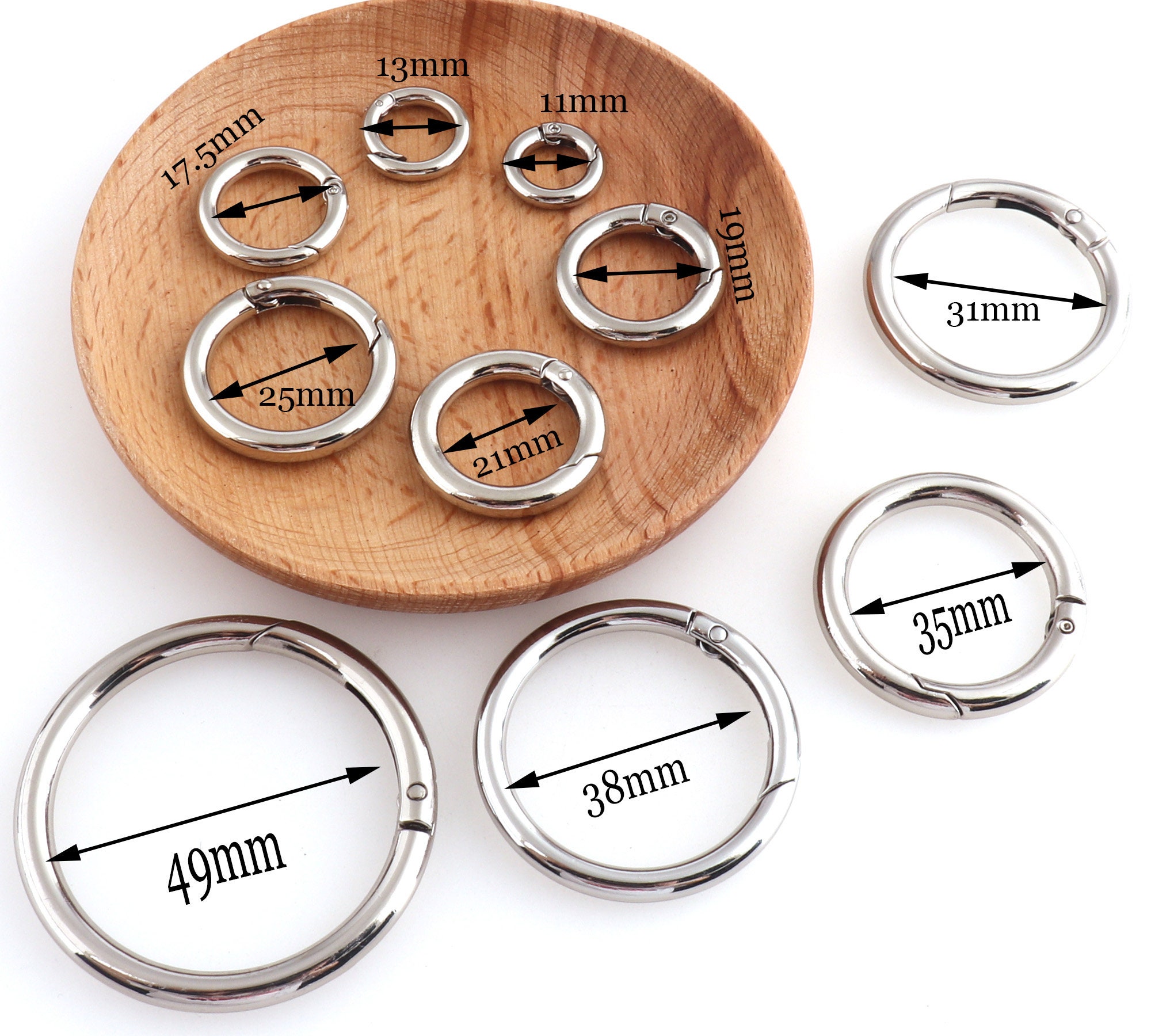 Silver Metal Spring Ring Gate O Ring Push Snap Hooks Clasp for | Etsy