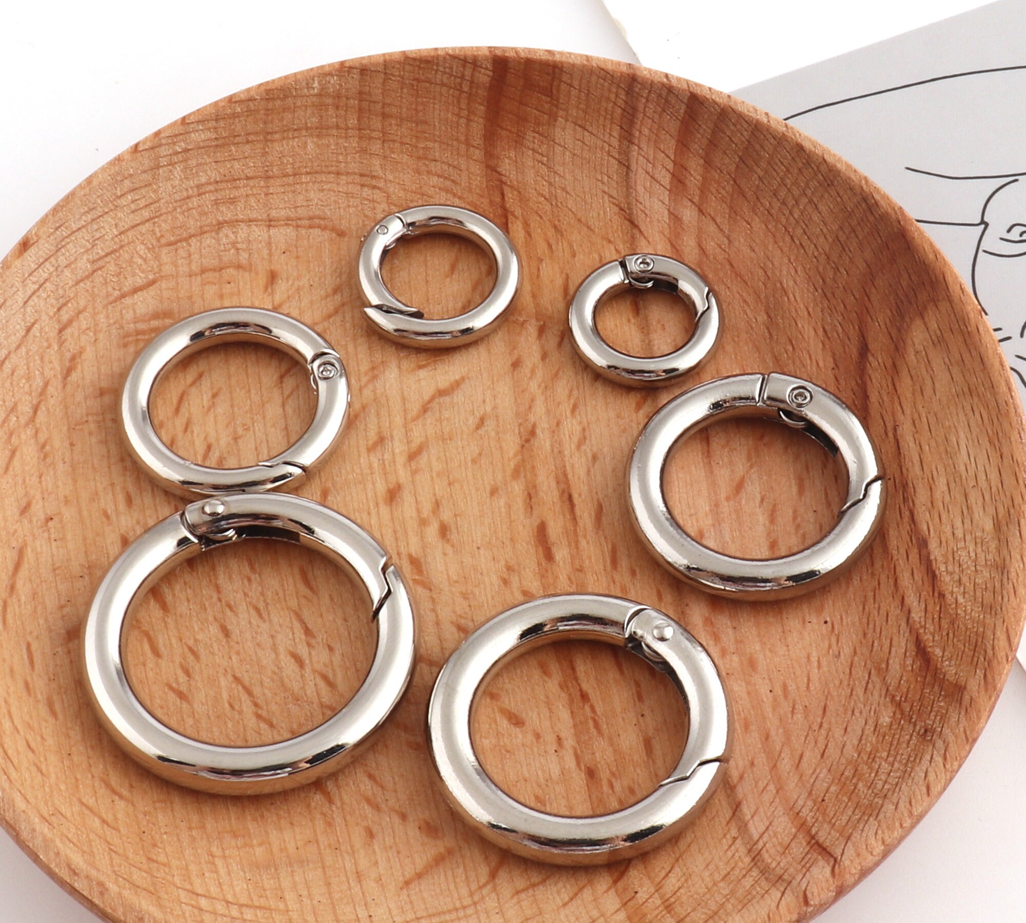 Silver Metal Spring Ring Gate O Ring Push Snap Hooks Clasp for | Etsy