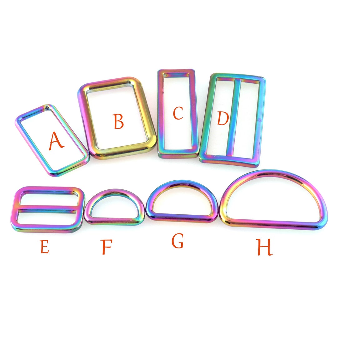 Rainbow Color Adjust Buckle Slider Buckles D Ring Dee Ring Square ...