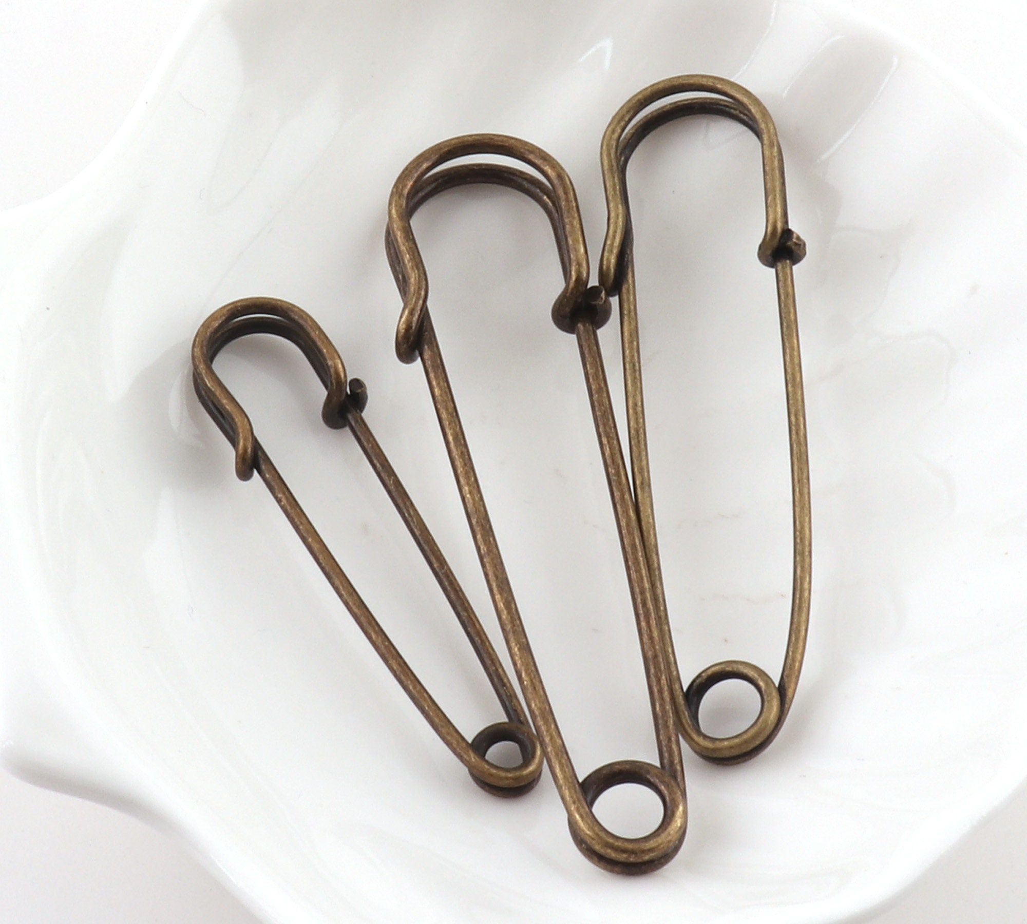Vintage Brooch Findings Bronze Color Large Safety Pins Brooch Sewing ...