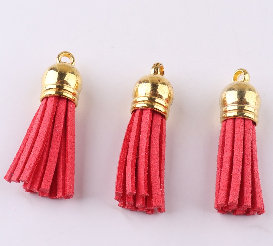 Pendientes borlas, joyería de borla de color rojo de 36 mm, borla ...