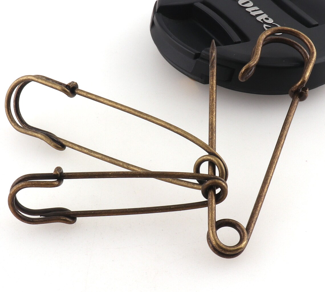 Vintage Brooch Findings Bronze color Large Safety Pins Brooch | Etsy