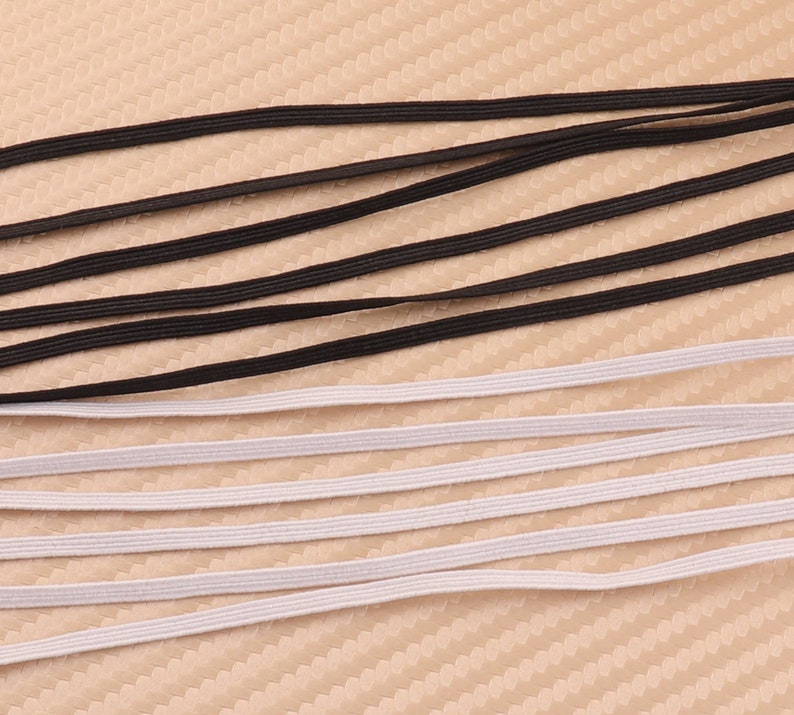 Black/white Color Flat Elastic Cord,3 Mm Fabric Elastic Cord,sewing ...