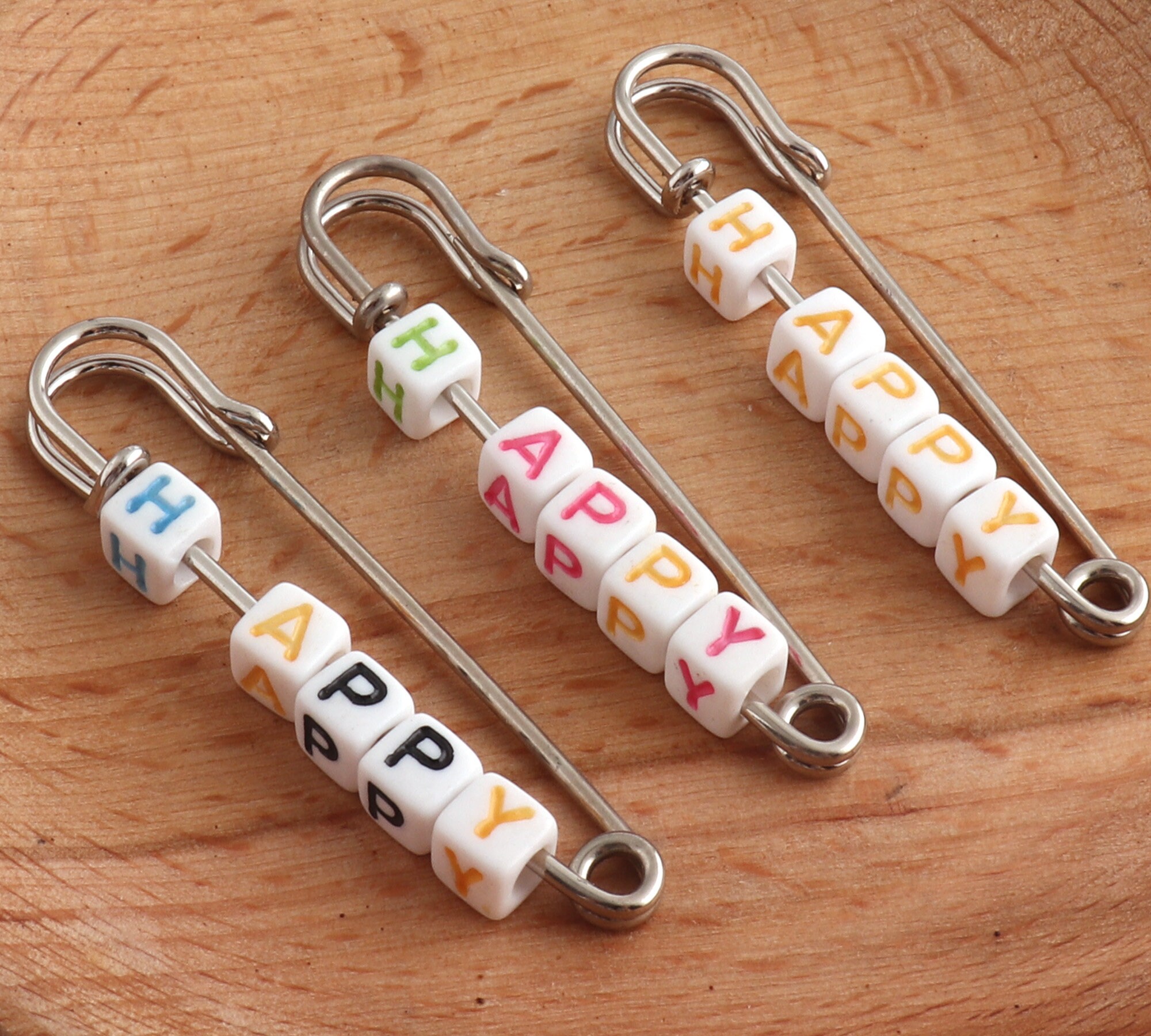 56/86mm Colorful Safety Pins With Letter Jewelry Pin Metal Pin - Etsy