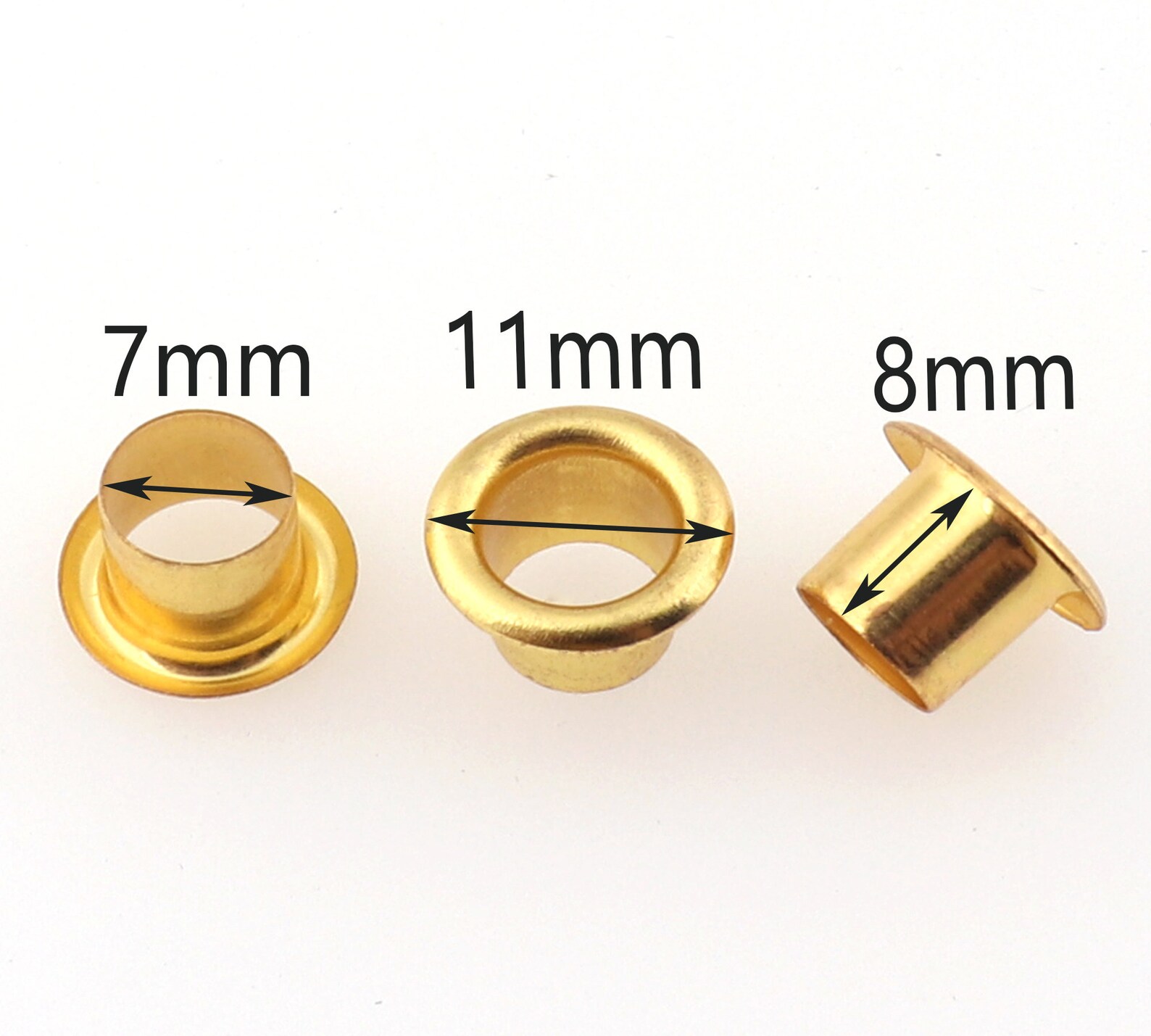 100pcs Eyelets Grommet Metal Eyelets 7mm Hole Gold Round Eyelets for ...