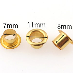 100pcs Eyelets Grommet Metal Eyelets 7mm Hole Gold Round Eyelets for ...