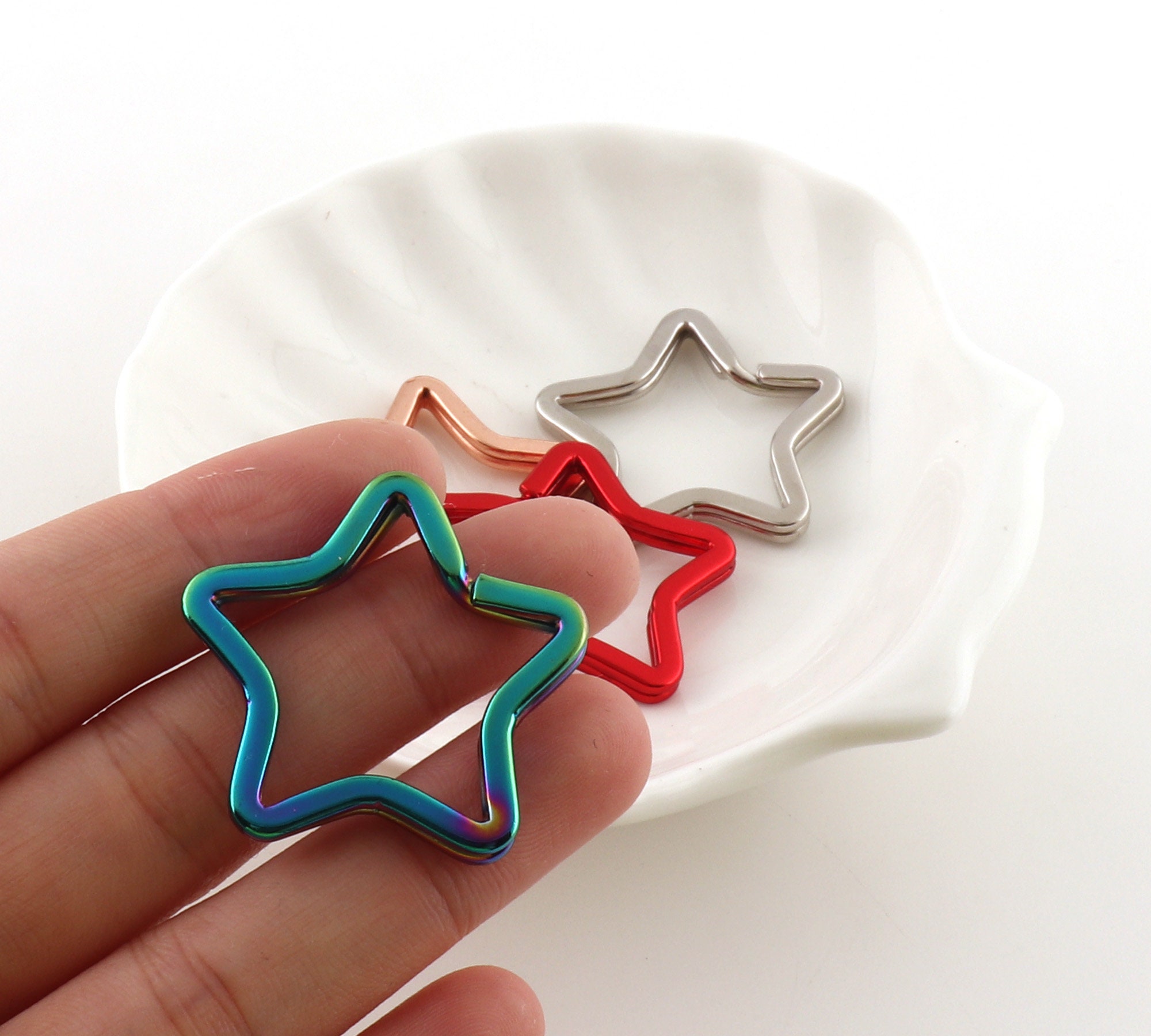 Mix Color Beautiful Star Shape Metal Split Ring Key Ring | Etsy