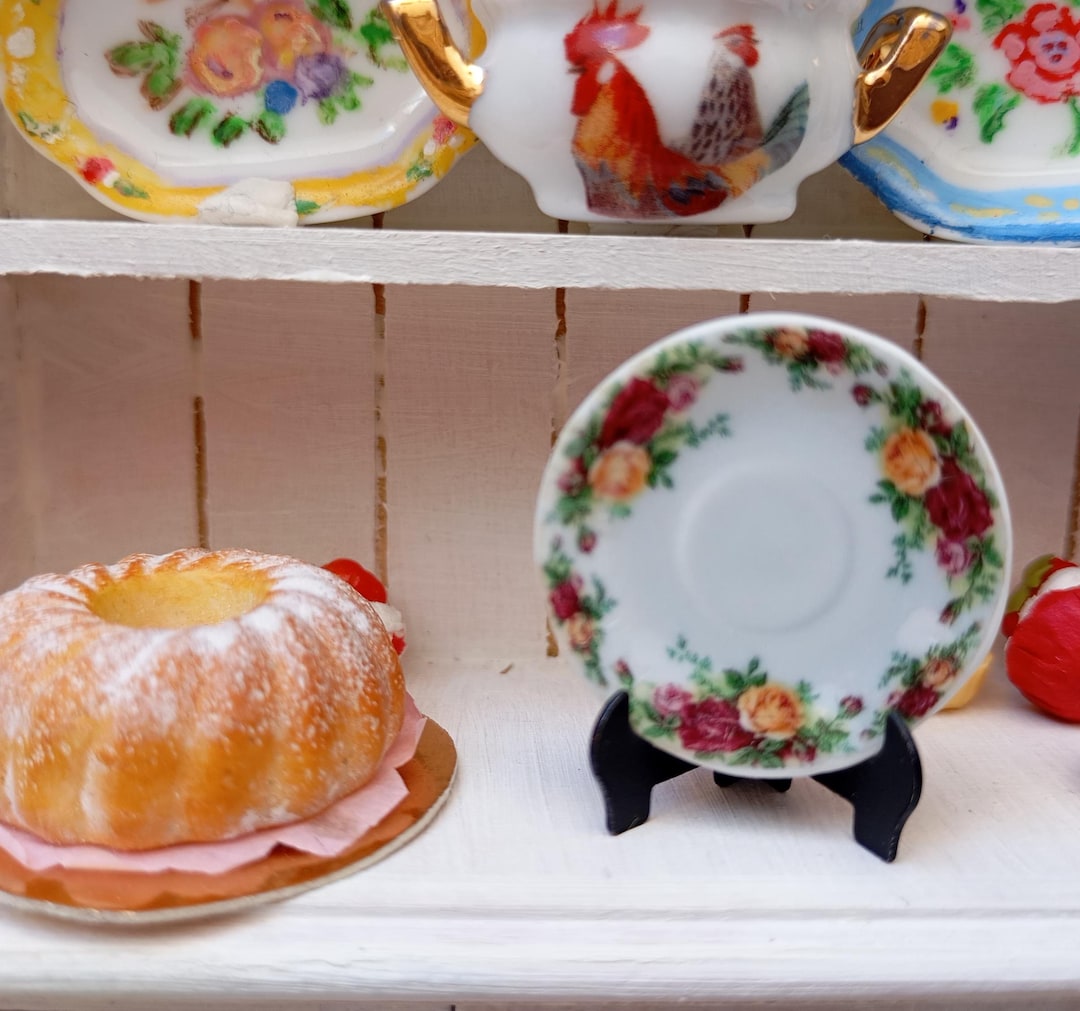 Miniature English Porcelain. Red Roses Dollhouse Miniature Plate ...