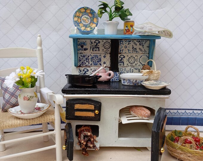Dolls House Cream Aga Wall Stove With Accessories Reutter Kitchen ...
