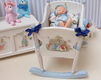 Peter Rabbit Dollhouse Miniatures.changing Table 1:12/ Baby Basket ...