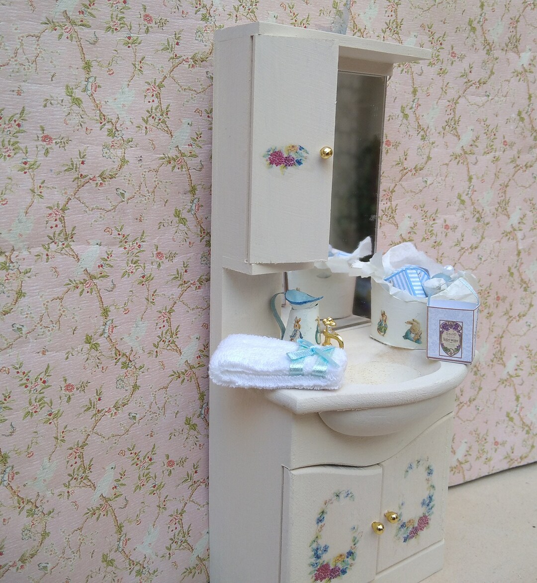 Dollhouse Miniature Vanity 1:12 Scale. Sink Unit. Bathroom Washstand ...