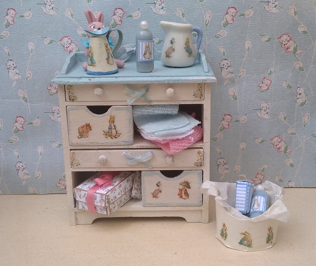 Peter Rabbit Dollhouse Miniatures.changing Table 1:12/ Baby - Etsy