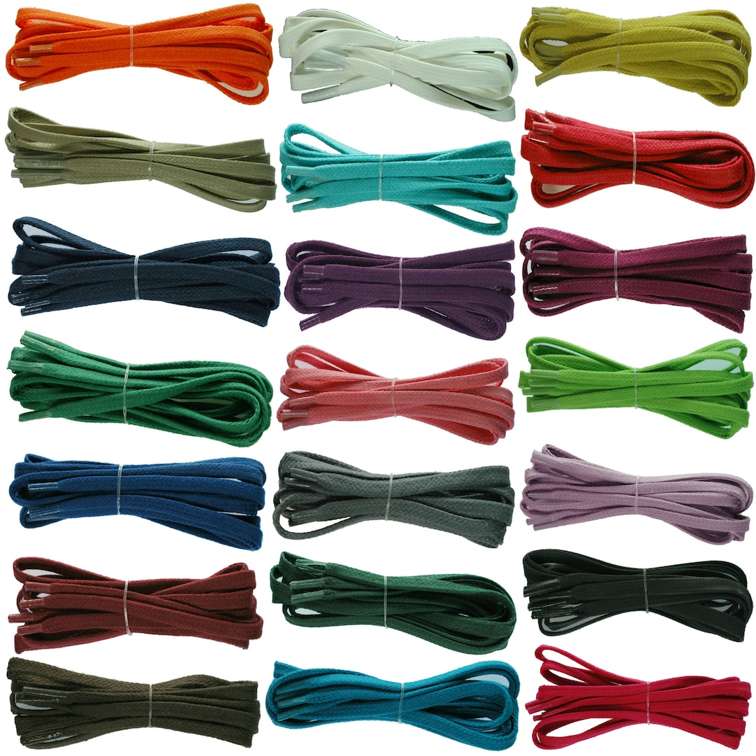 Flat Waxed Cotton Shoe Laces: 5mm Wide, Extra Long Boot Laces - Etsy