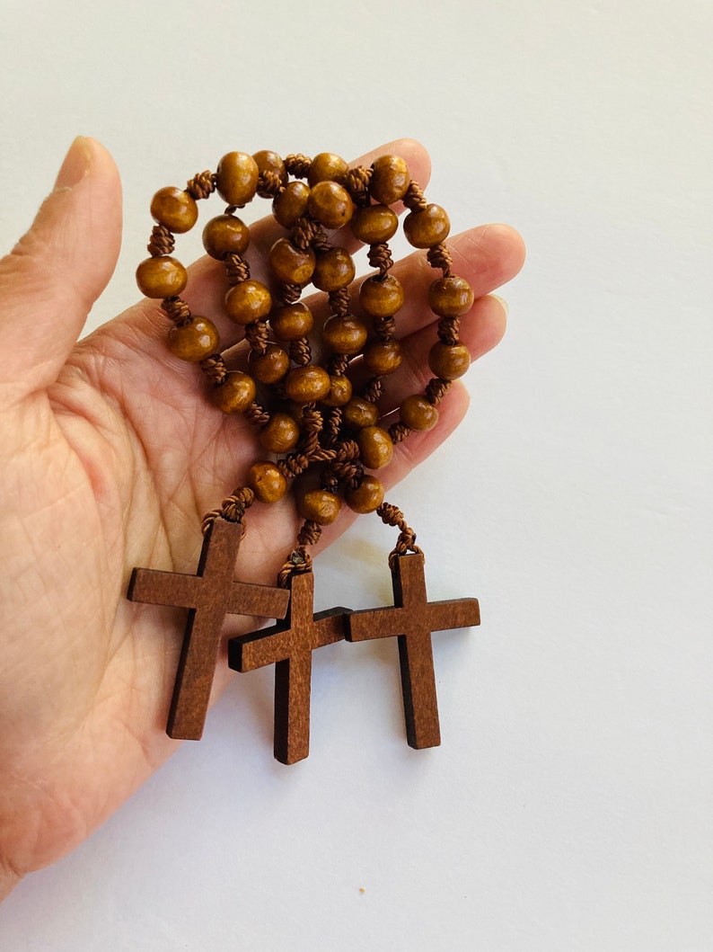 Brown Wooden Bead Small Rosary Decade Tiny Handmade 10 Beads Rosary for ...