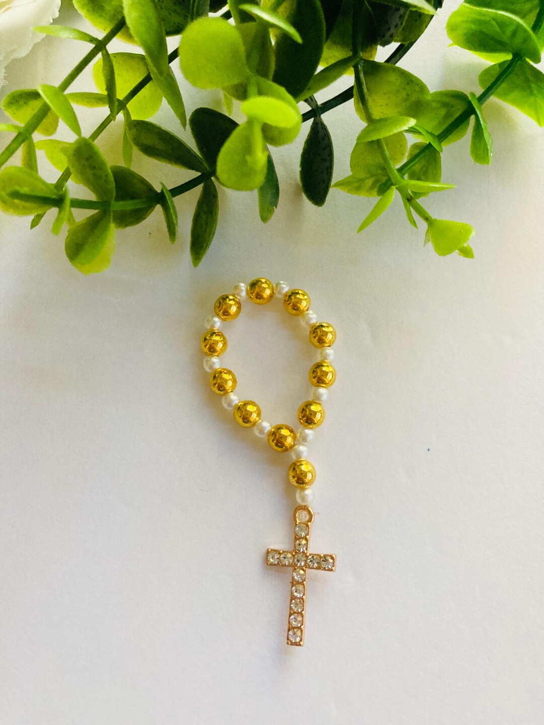 Black and White Golden Bead Finger Rosary Decade Tiny Rosary 10 Beads Rosary - Etsy