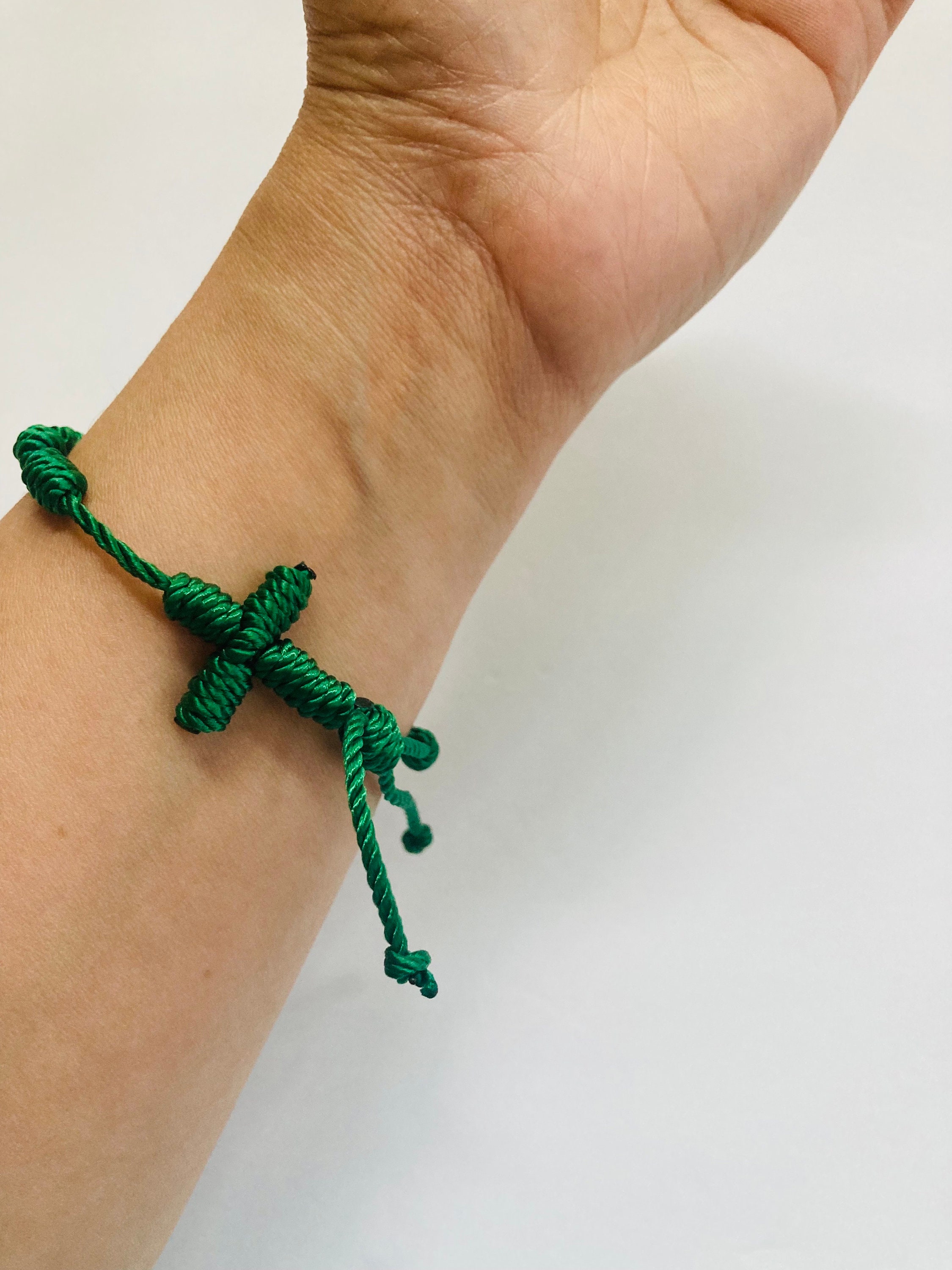 Nylon Green Thread Knotted Rosary Religious Bracelet Cord Bracelet Gift ...