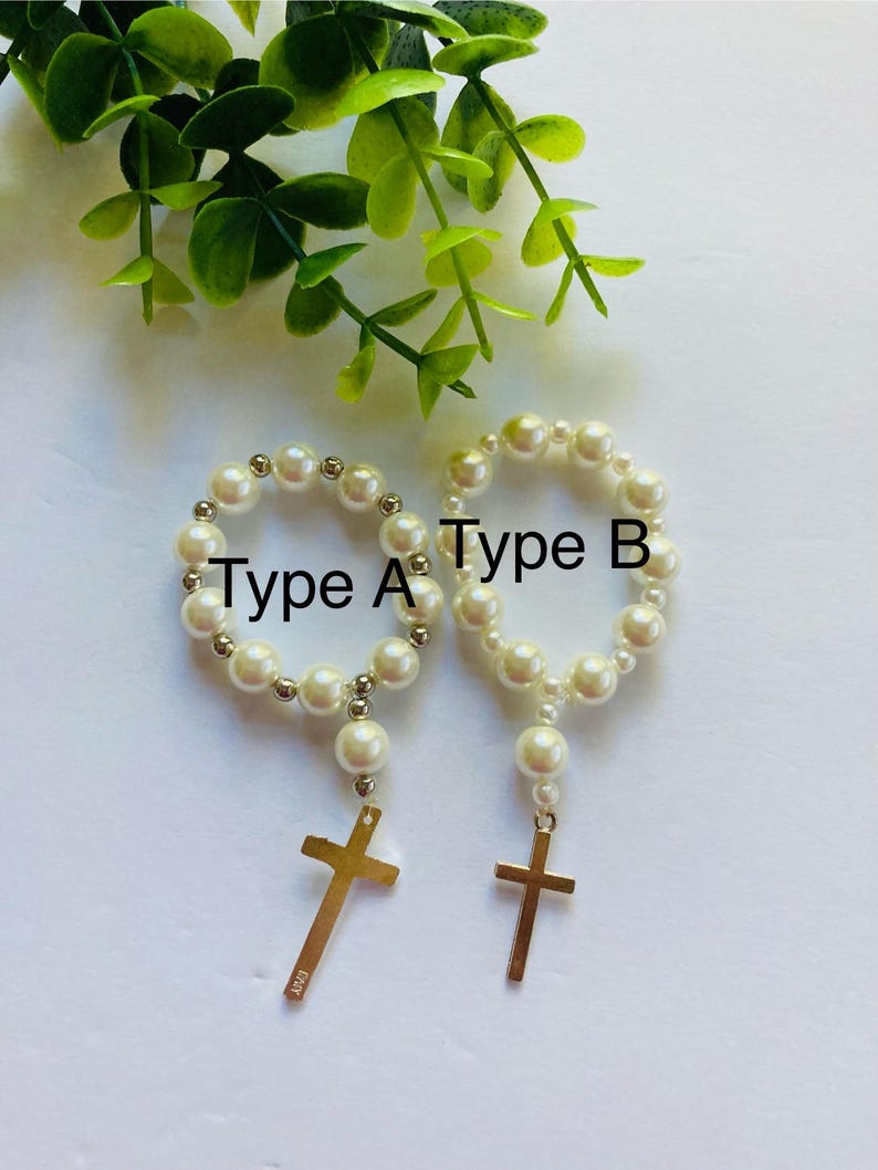Decade Tiny Rosary White Faux Pearl 10 Beads Rosary With Silver ...
