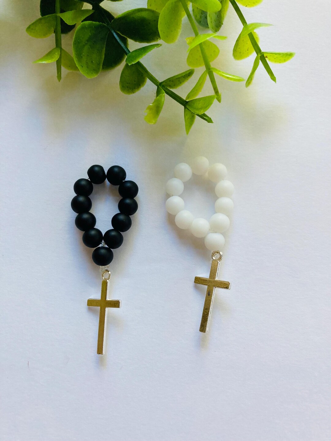 Black and White Bead Finger Rosary Decade Tiny Rosary 10 Beads Rosary - Etsy