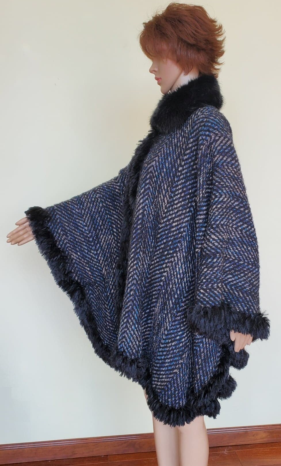 Ruana Open Throw Crochet Faux Fur on Woven Fabric - Etsy