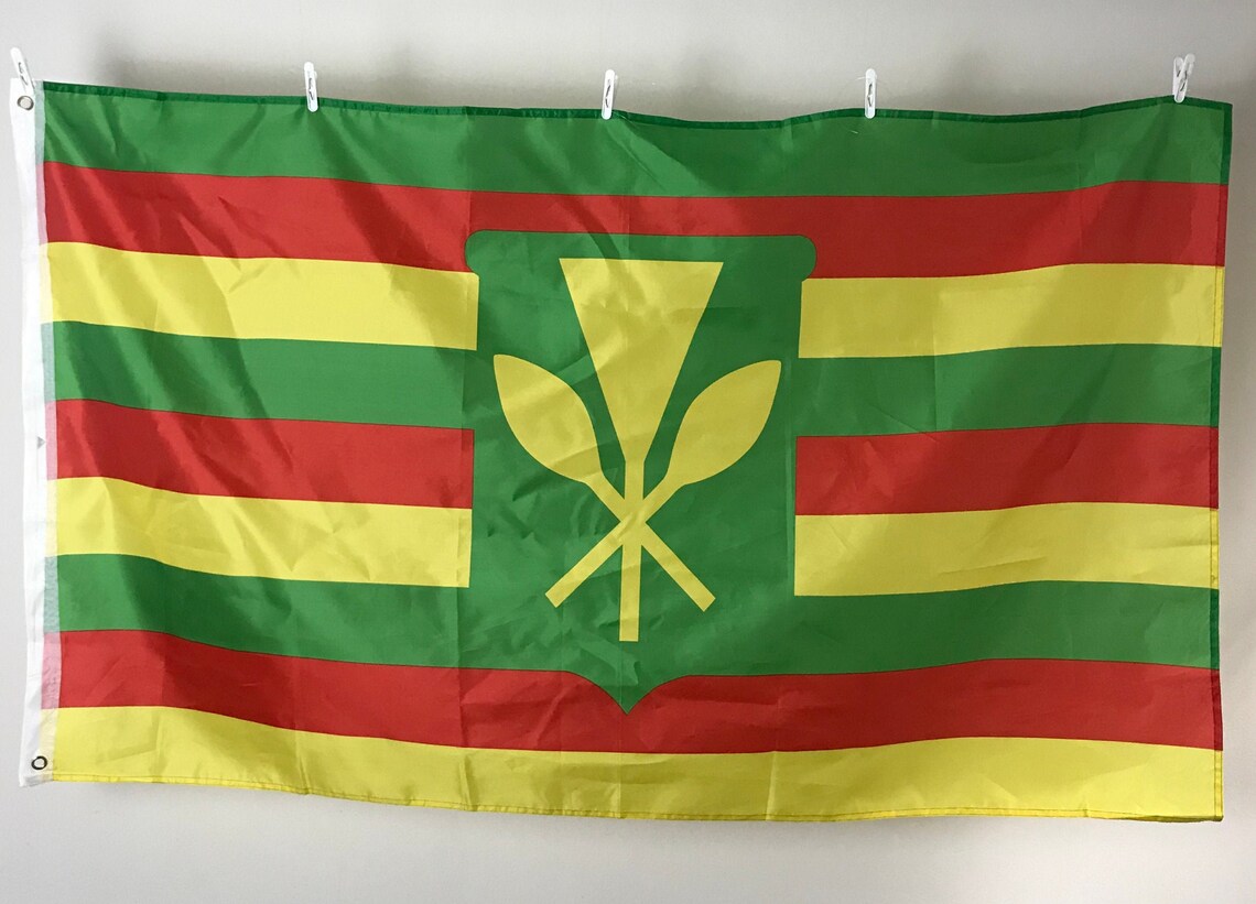 Kanaka Maoli Hawaiian Flag, Hawaii Flag, Reggae Hawaii Flag, Green ...