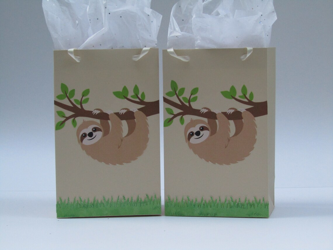 10 Sloth Party Favor Bag - Sloth Treat Bag - Sloth Birthday Party ...