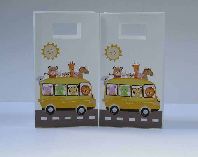 10 School Bus Party Favor Bag - School Bus Birthday - Wheels on the Bus ...