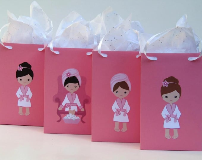 12 Spa Party Favor Bag Spa Candy Bag Spa Treat Bag Spa Gift Bag Girls ...