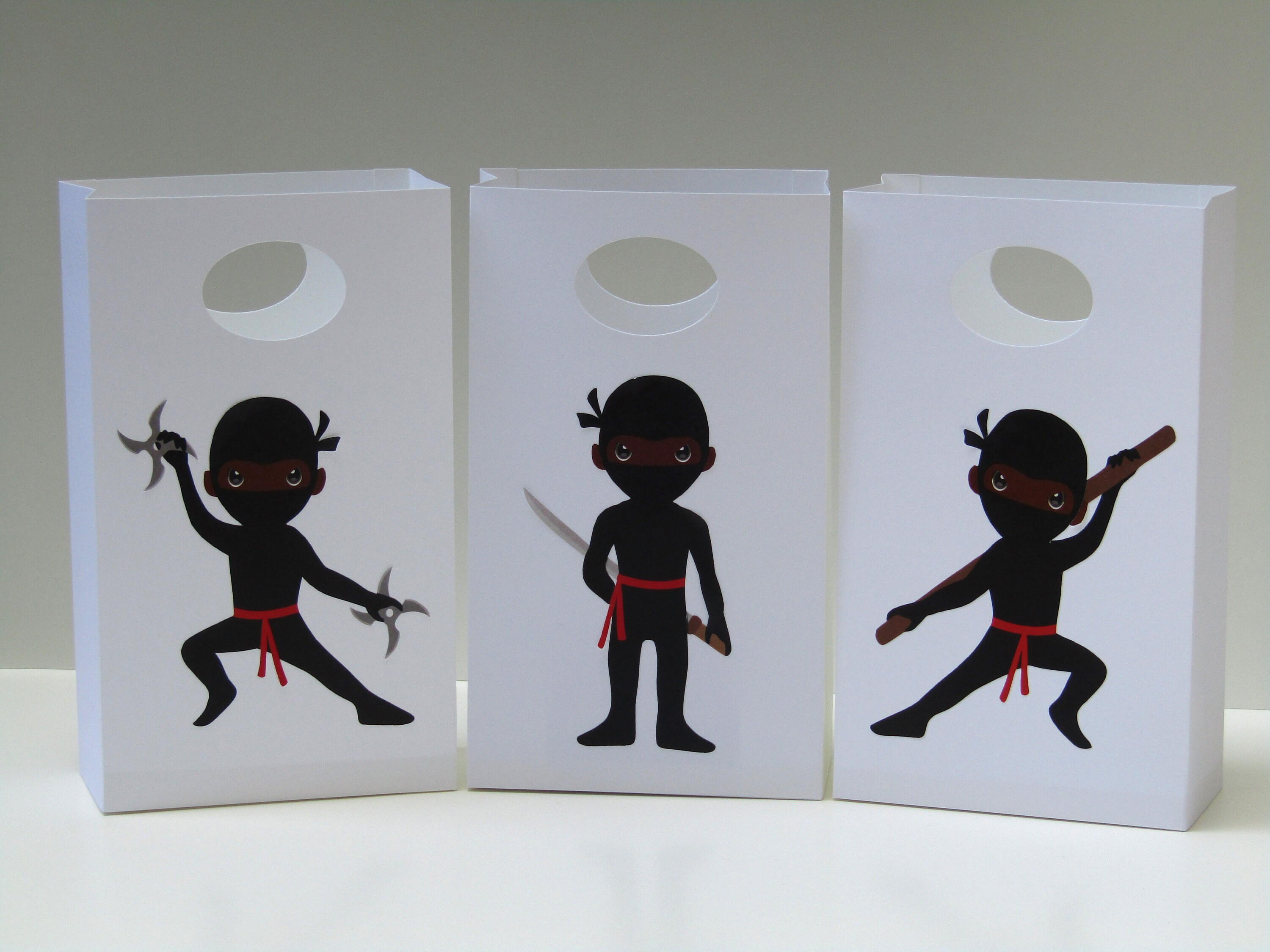 12 African American Ninja Theme Birthday Party Favor Bags - Ninja Candy ...