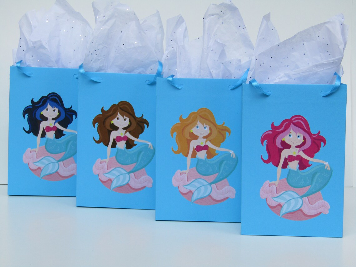12 Mermaid Party Favor Bag Candy / Treat Bag Mermaid Girls - Etsy