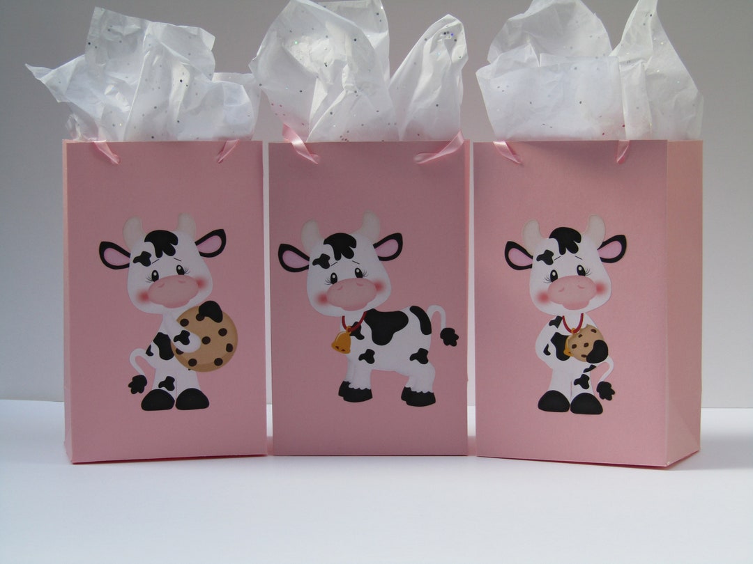 12 Cow Party Favor Bag - Cow Favor Bag - Cow Gift Bag - Farm Animals ...