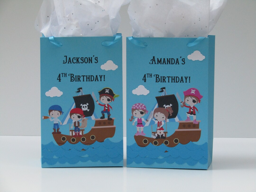 12 PIRATES Personalized Favor Bag-pirates Treat Bag-pirates Birthday ...