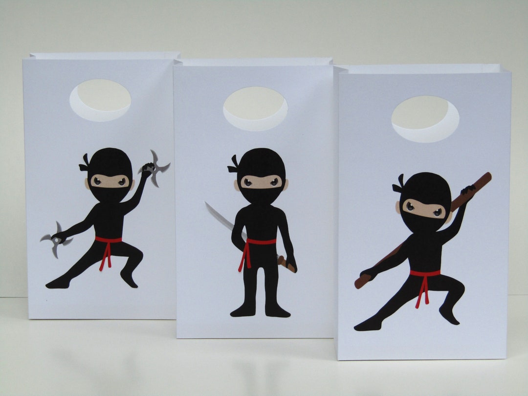 12 Ninja Theme Birthday Party Favor Bags - Ninja Candy Bag -treat Bag ...