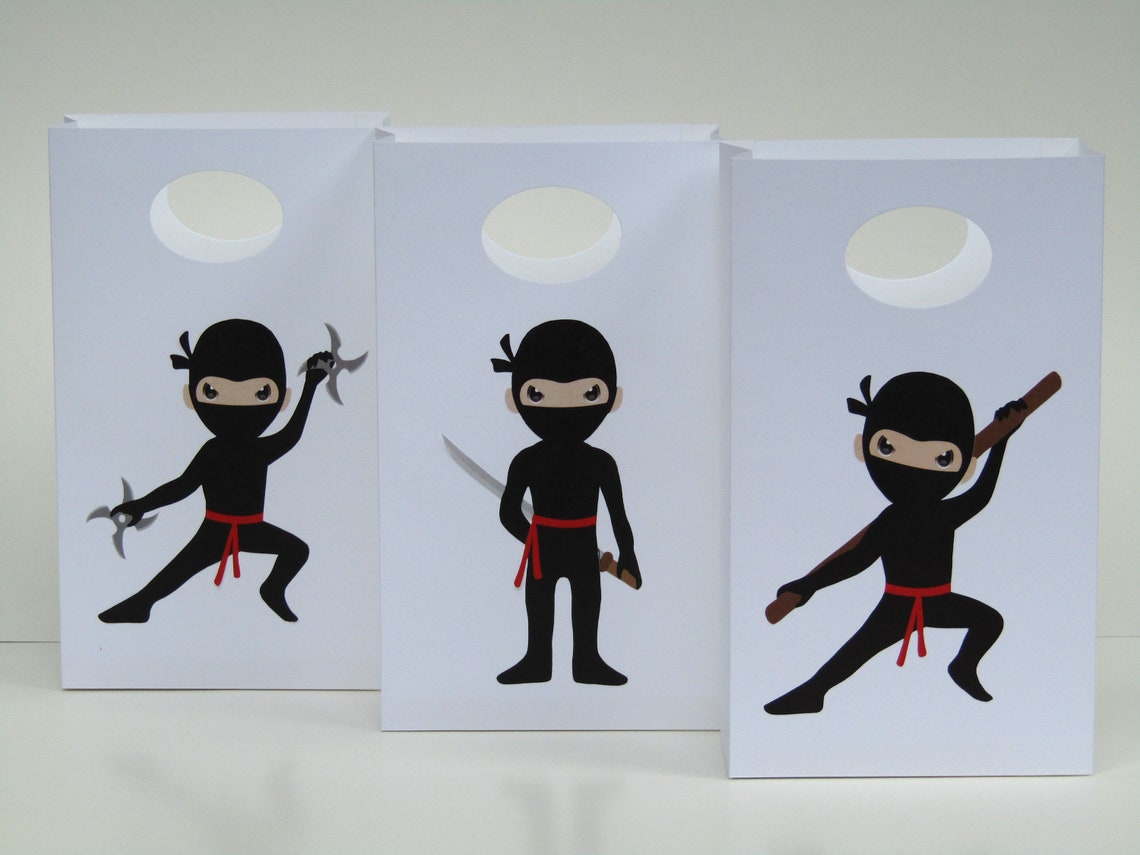 12 Ninja Theme Birthday Party Favor Bags Ninja Candy Bag - Etsy