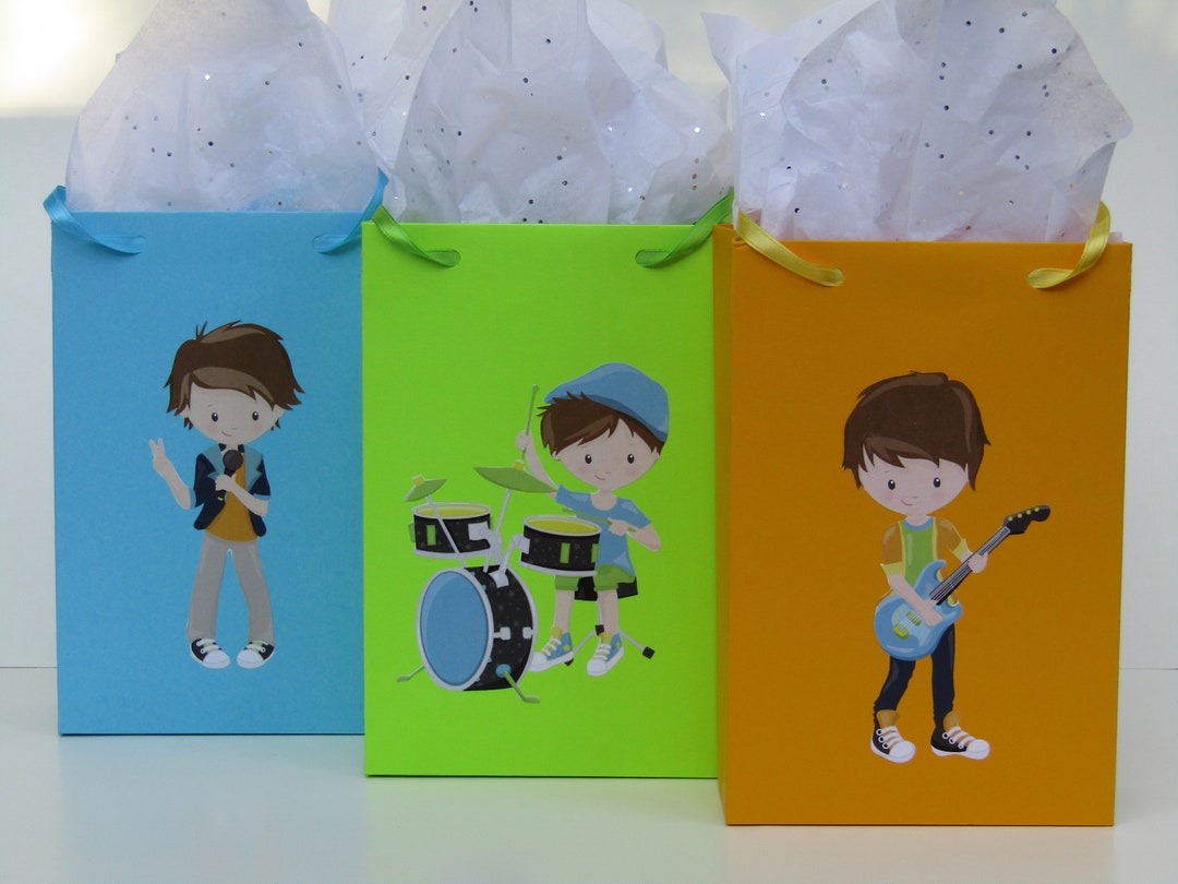 12 Boys Rock Star Birthday Party Favor Bags- Rock Star Goody Treat Bags ...