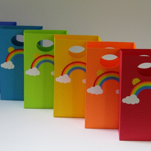 12 Rainbow Favor Bag Rain Drop Embossed Candy Bag rainbow - Etsy