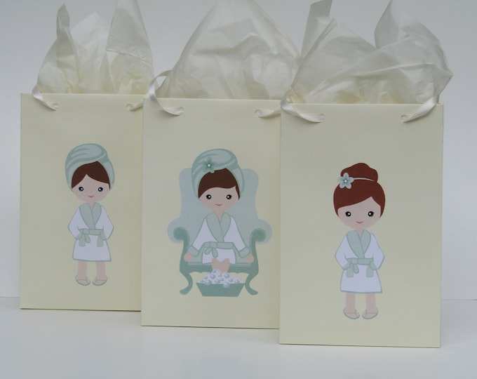 12 Spa Party Favor Bag Spa Candy Bag Spa Treat Bag Spa Gift Bag Girls ...